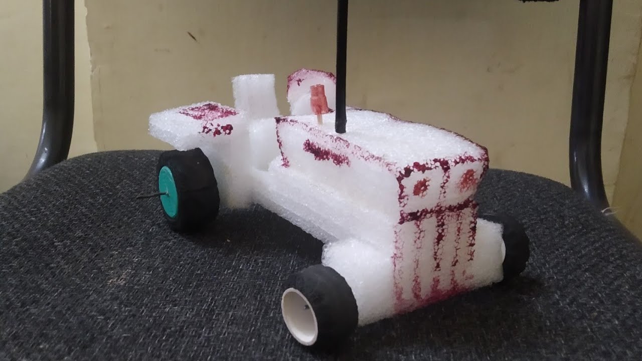 how to make creative ideas thermocol se banaen tractor bacchon ke liye ...
