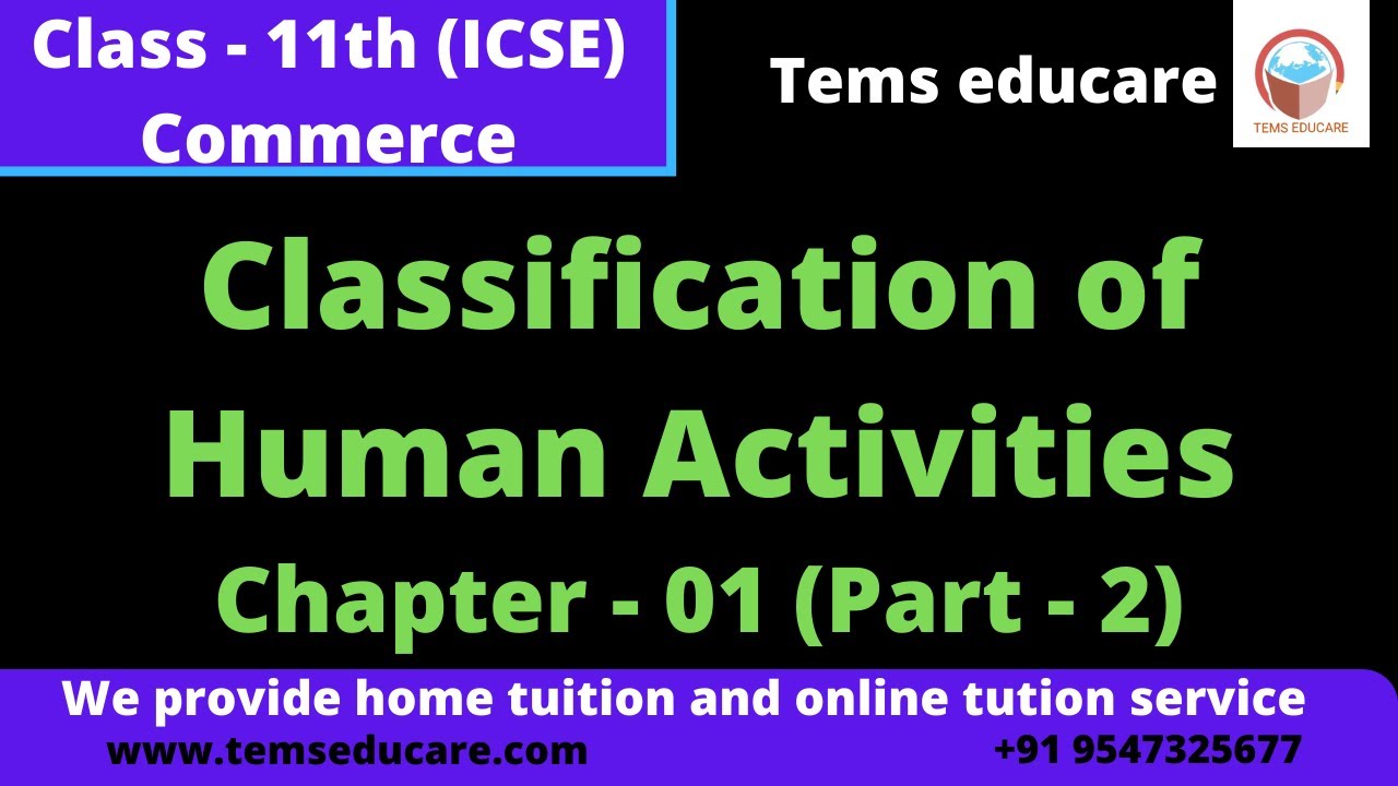 Classification of Human Activities Class - 11th COMMERCE (ICSE) Chapter ...