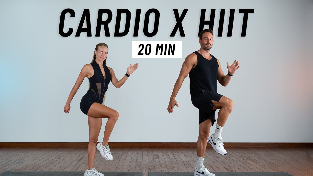 20 MIN CARDIO HIIT WORKOUT - ALL STANDING - Full Body, No Equipment, No ...