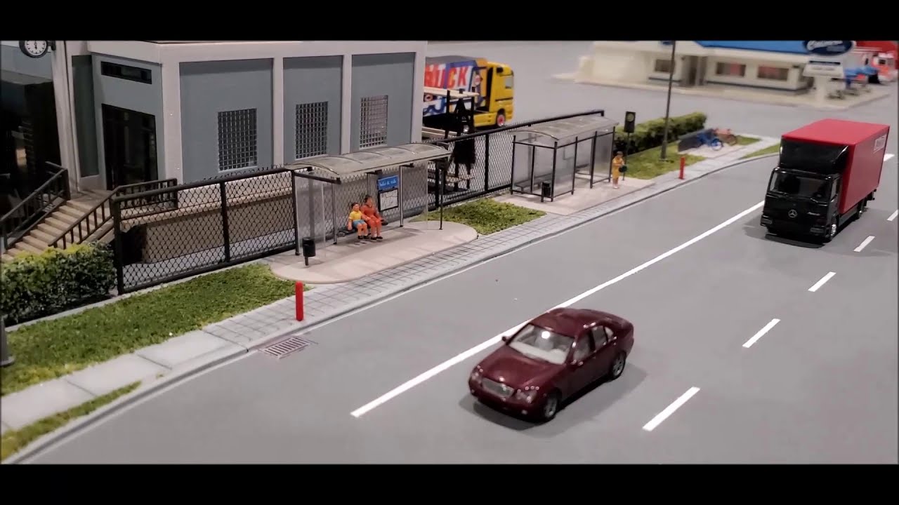 HO Scale Model Railroad Update #7 - Bus Stop Construction - YouTube