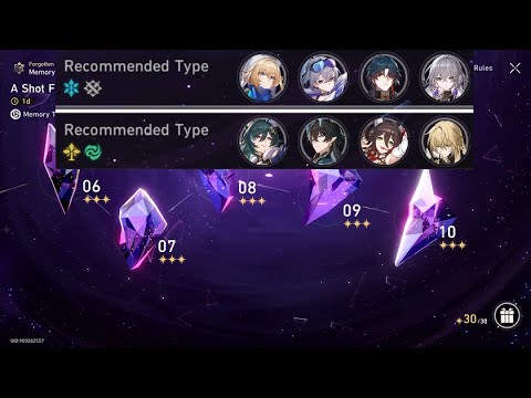 Memory of Chaos 10 (3 Stars, 30 Cycles Left), 0 Cycles, Lv. 1 Yukong LC ...