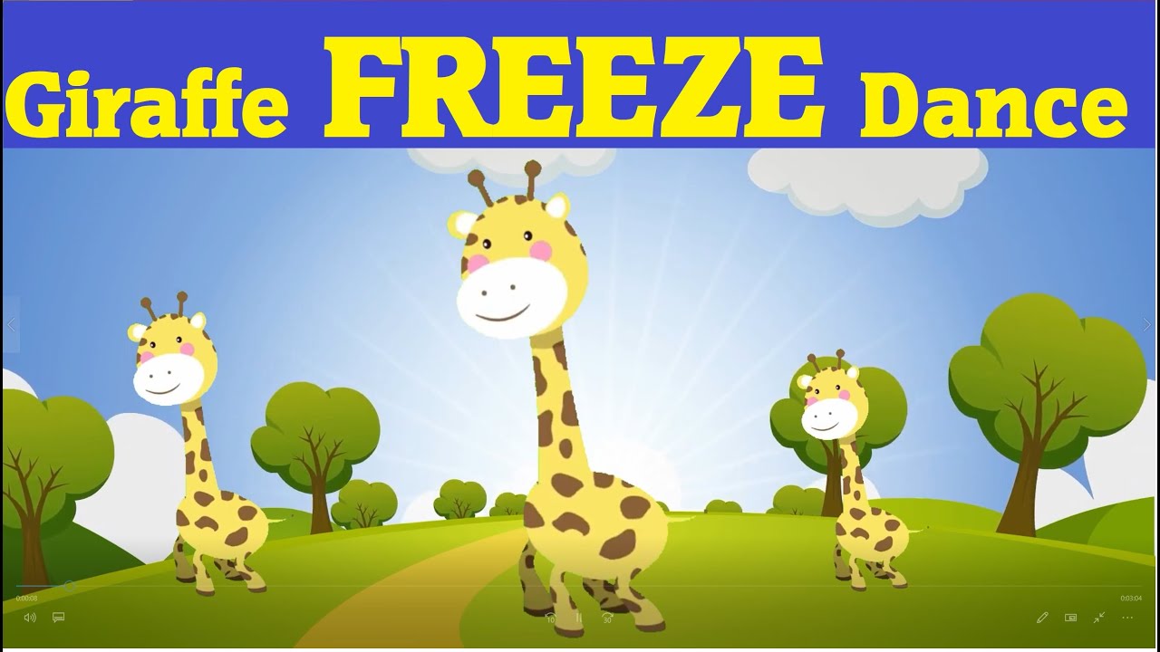 Giraffe Freeze Dance Game With Stops - Jump, Dance, Run, Leap, Walk ...
