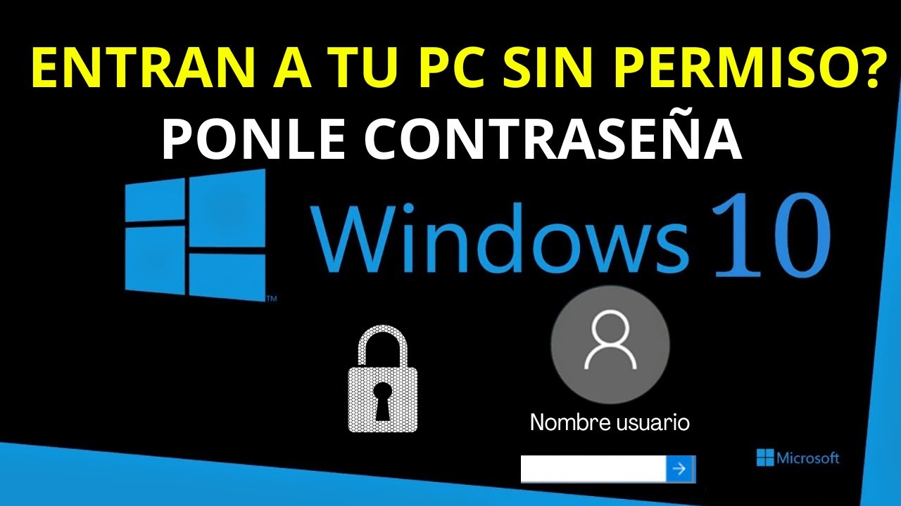 como poner contraseña o clave de inicio a tu pc en windows 10 - YouTube
