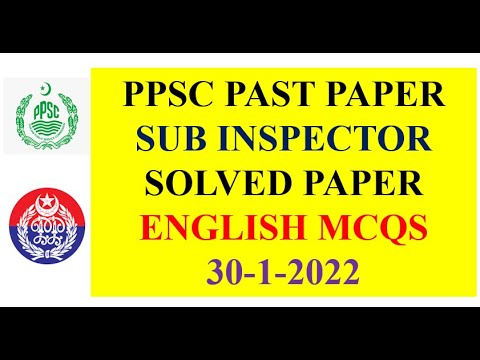 PPSC Sub Inspector English MCQs Past Papers 2022 | Sub Inspector Punjab ...