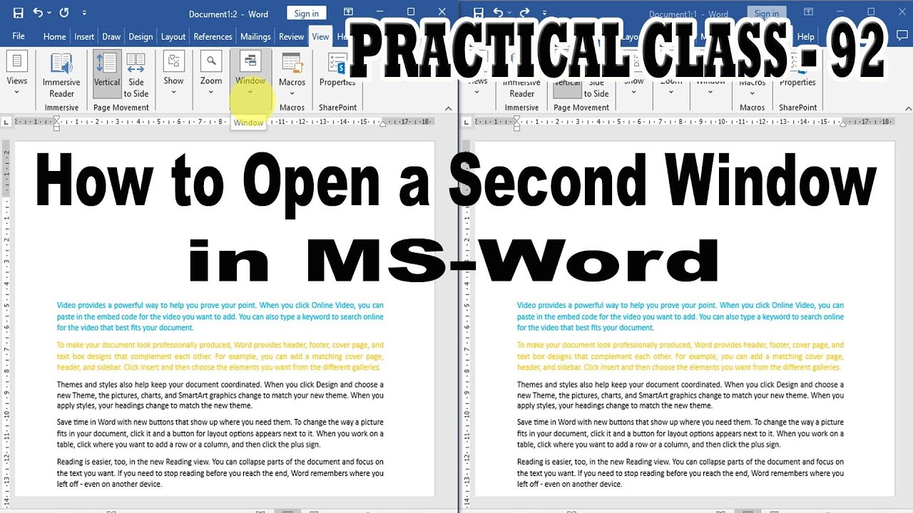 How to Open a Second Window in ms word in Kannada | | How to View ...