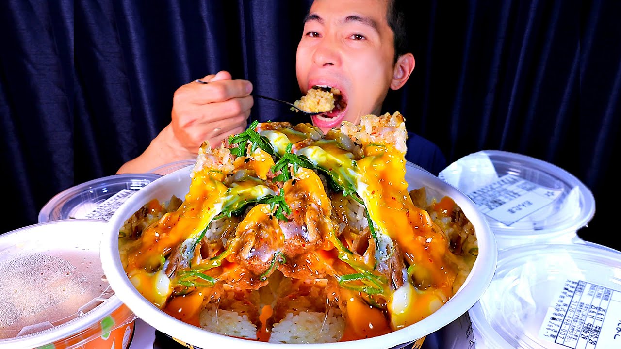 ASMR MUKBANG Raw Eggs with Beef and Rice - YouTube