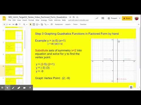 Graphing Parabola Given Factored Form Quadratic Function - YouTube