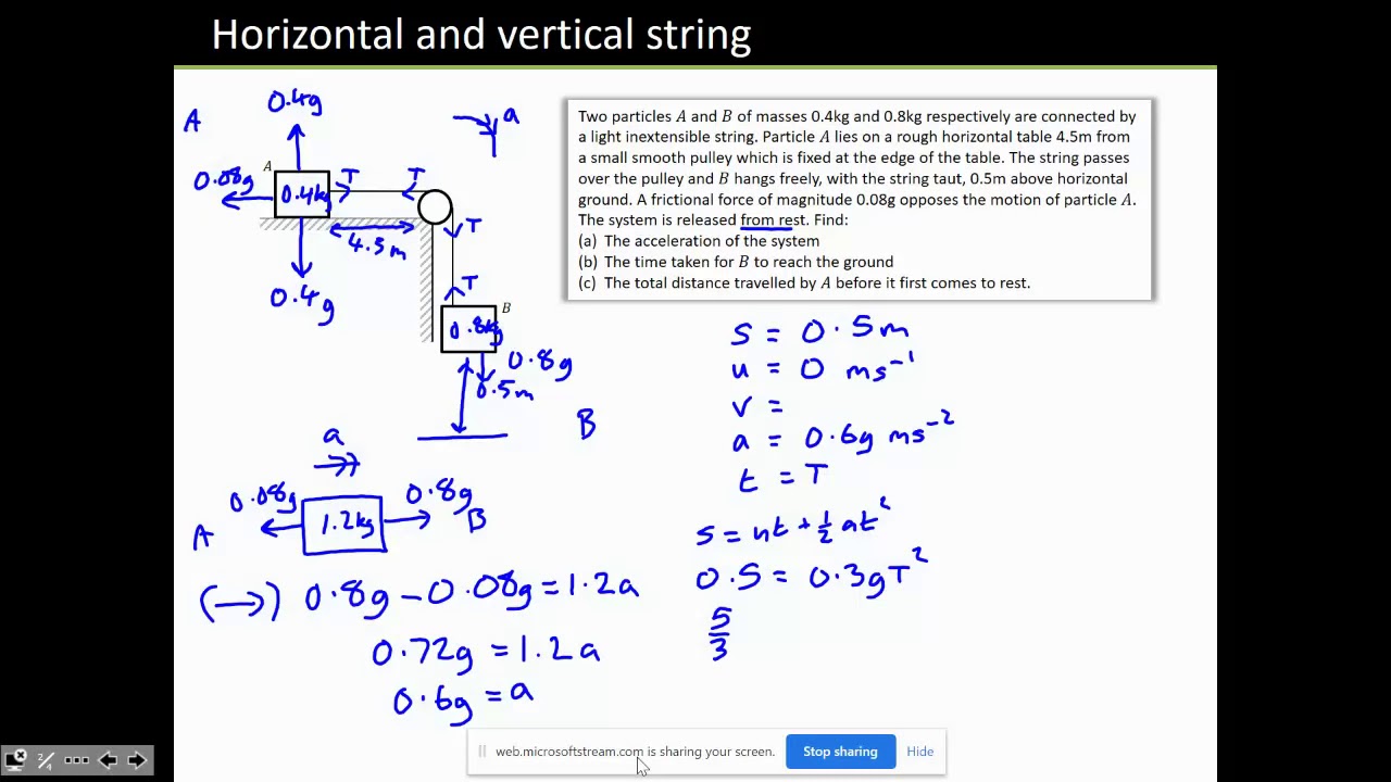A-Level: Horizontal and Vertical String Pulley Example - YouTube