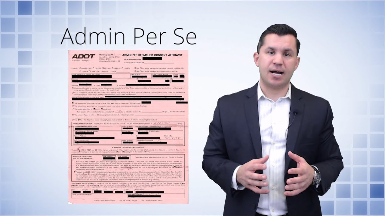 Driver's License and Admin Per Se in Arizona DUI Cases - YouTube