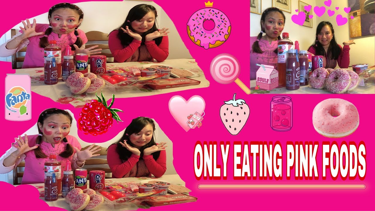 ONLY PINK FOODS CHALLENGE-COLLAB 🌸💖 - YouTube