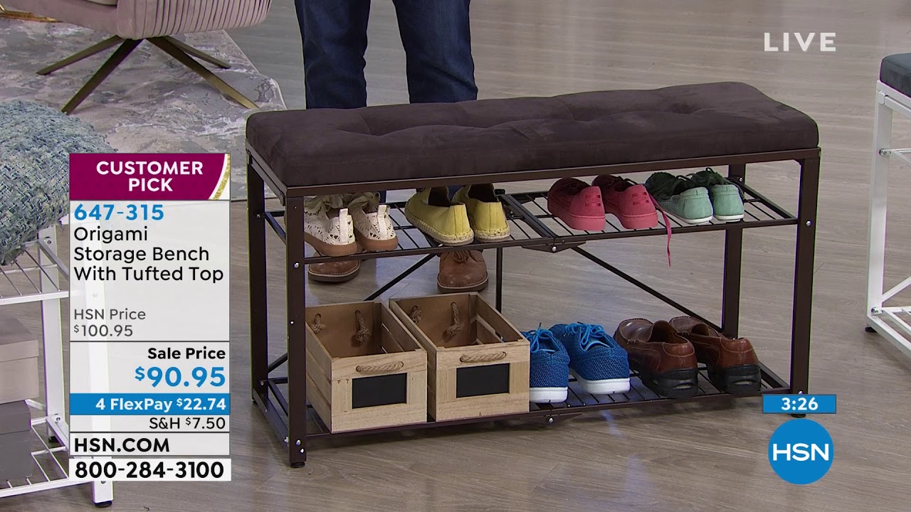 Origami Storage Bench With Tufted Top - YouTube