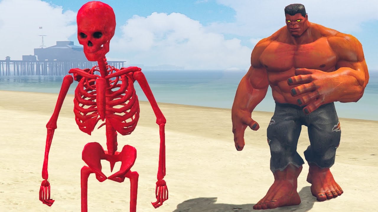 GTA 5 Rainbow Skeleton vs Hulk Jumping Funny Fails (Euphoria/Ragdolls ...