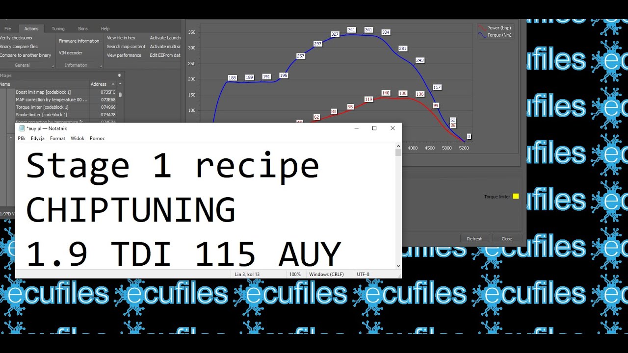 Chiptuning recipe stage 1 remap 1.9 TDI AUY 115HP - YouTube