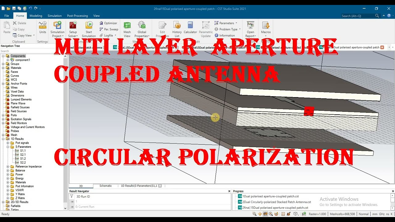 aperture coupled multilayer antenna design in cst - YouTube