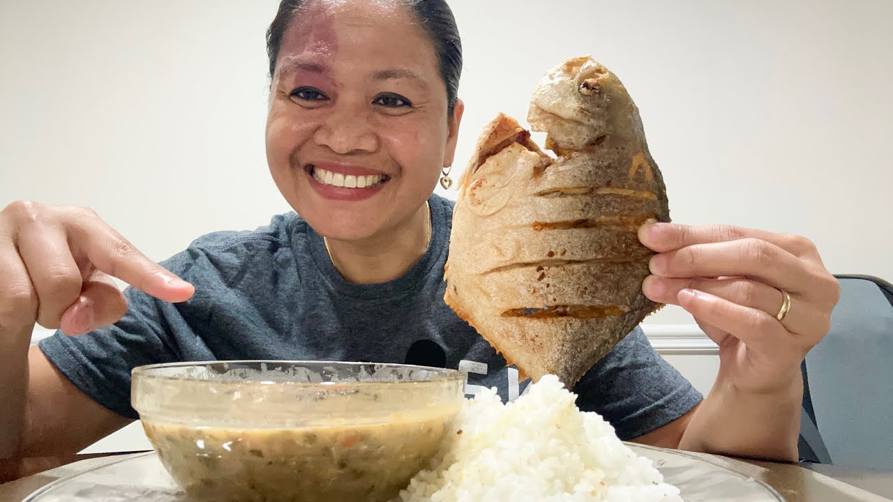 FRIED FISH PAMPANO + Ginisang Monggo + rice / FILIPINO MUKBANG - YouTube