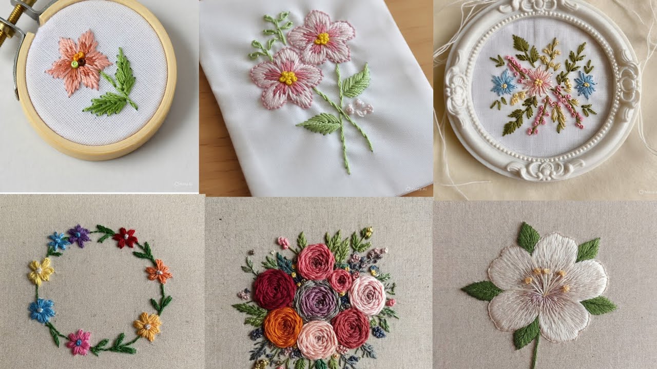 Easy 75 Small Flower Embroidery Designs 💯 very Beautiful colours - YouTube