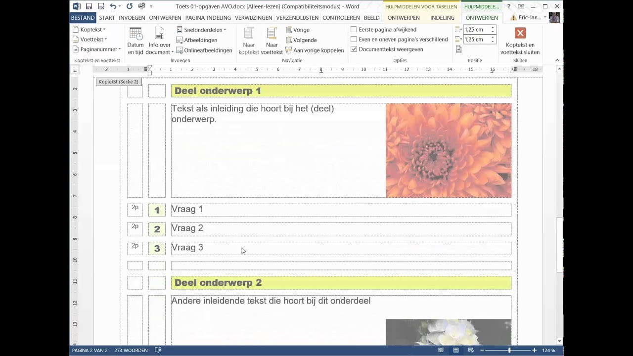 Werken met proefwerk sjabloon - YouTube