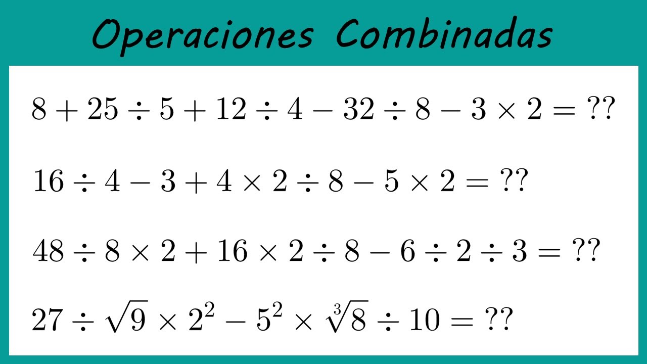 SIMPLIFICACIÓN DE OPERACIONES COMBINADAS || SUMA-RESTA-MULTIPLICACIÓN ...