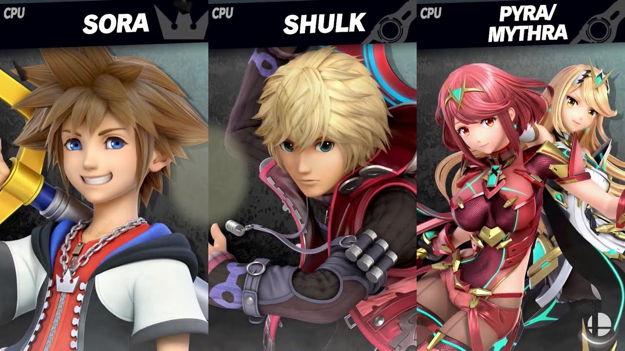 Super Smash Bros. Ultimate - Sora vs Shulk vs Pyra/Mythra - YouTube
