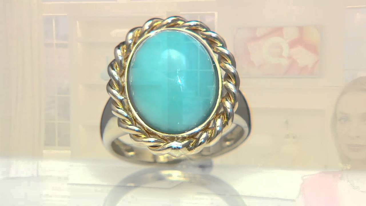 14K Gold Polished Turquoise Ring with Woven Border on QVC - YouTube