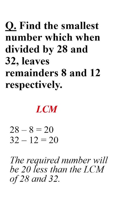 Finding Smallest Number | LCM | Maths Algebra - YouTube