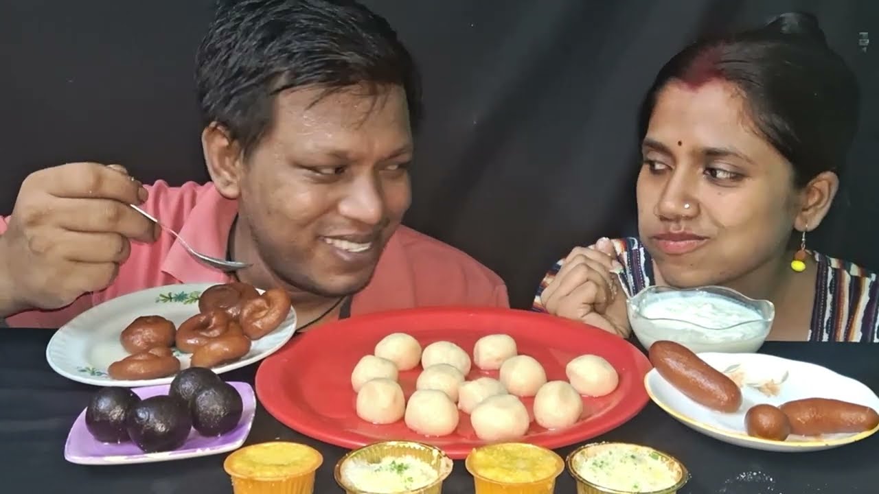 eating indian sweets rosugula gulab jamun, eating big bites, mukbang ...