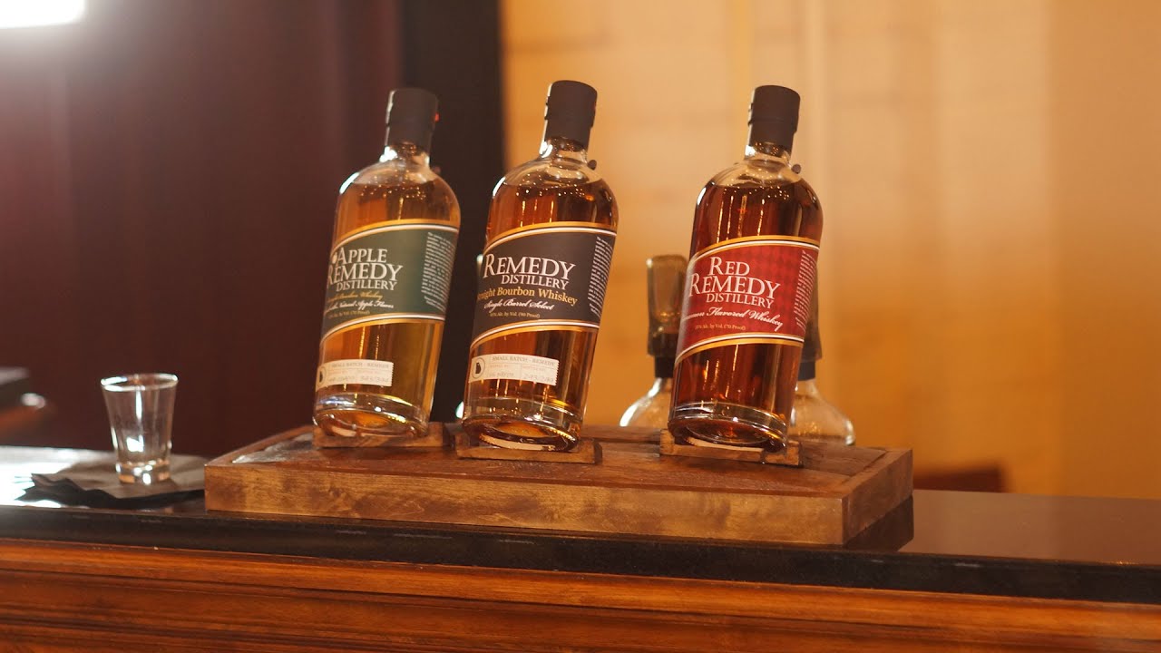 Metal and Wood Bar Top Display for Local Distillery - Remedy Distillery ...