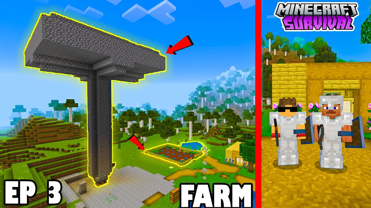 😍WE BUILD XP AND FOOD FARM IN MINECRAFT SURVIVAL SERIES(gameplay) - YouTube