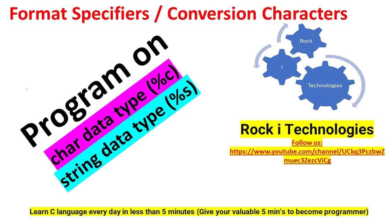 4. C Program on char & string data type - Example-1 on char (%c ...