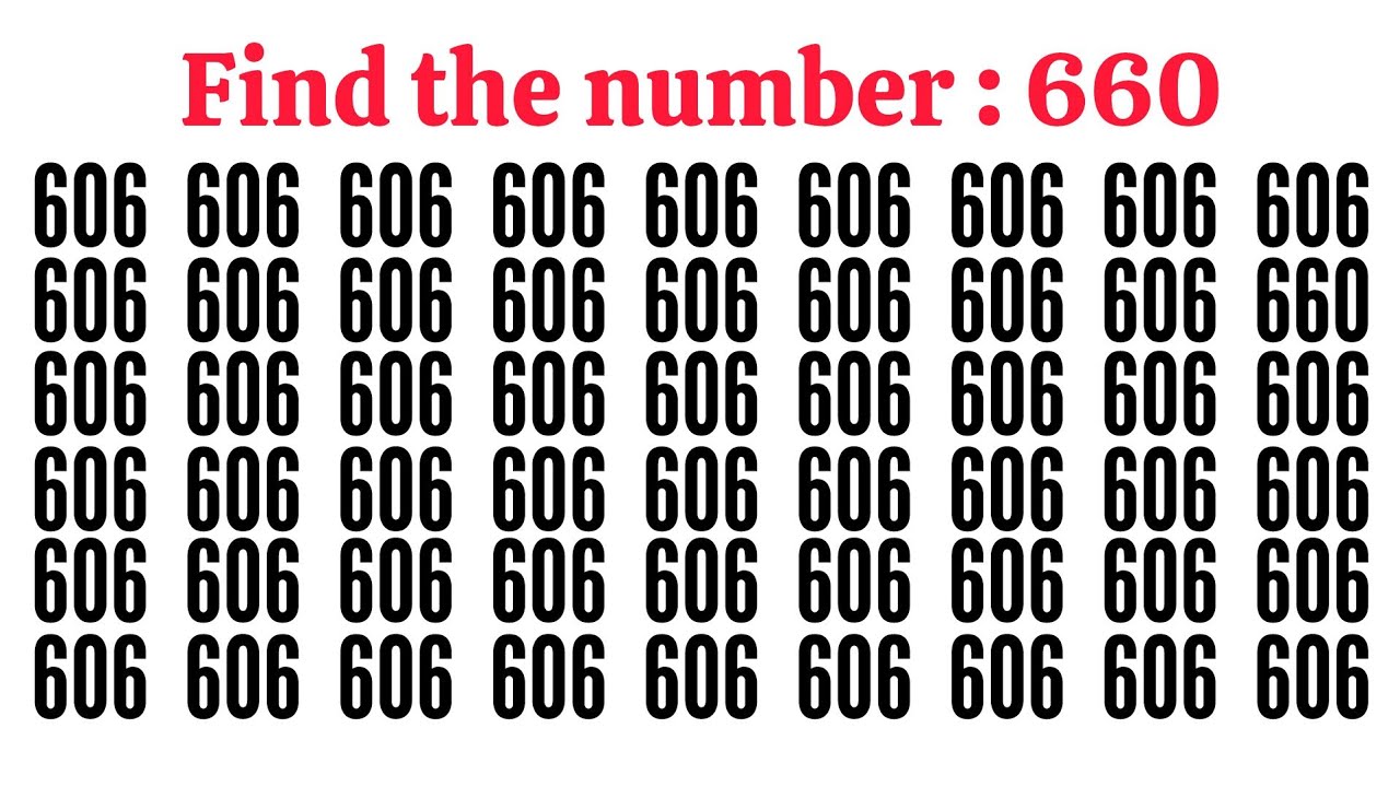 How Fast Can You Find the Number "660".Test your eyes.Focus your mind ...