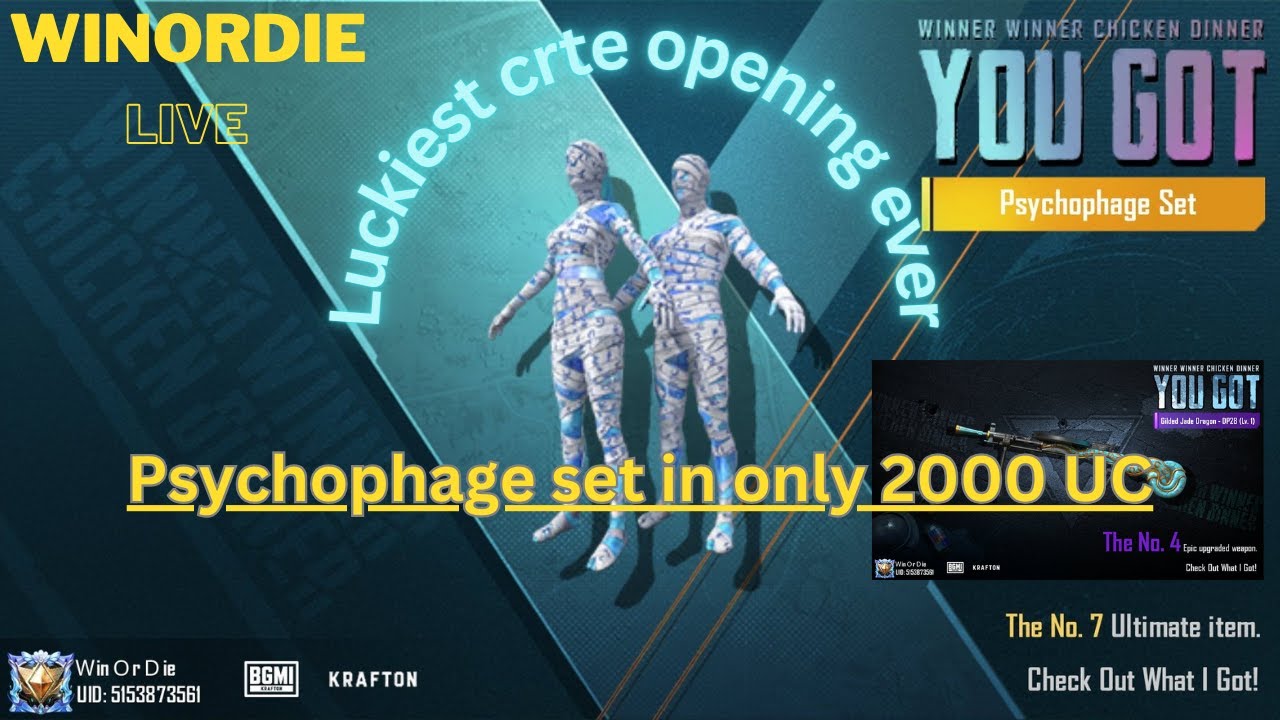 BGMI - Luckiest Crate opening ever | Psychophage set only in 2000 UC ...