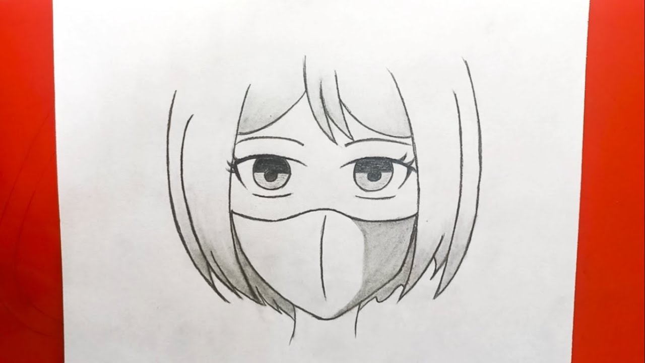 How to draw anime girl wearing a mask easy step-by-step || Easy anime ...