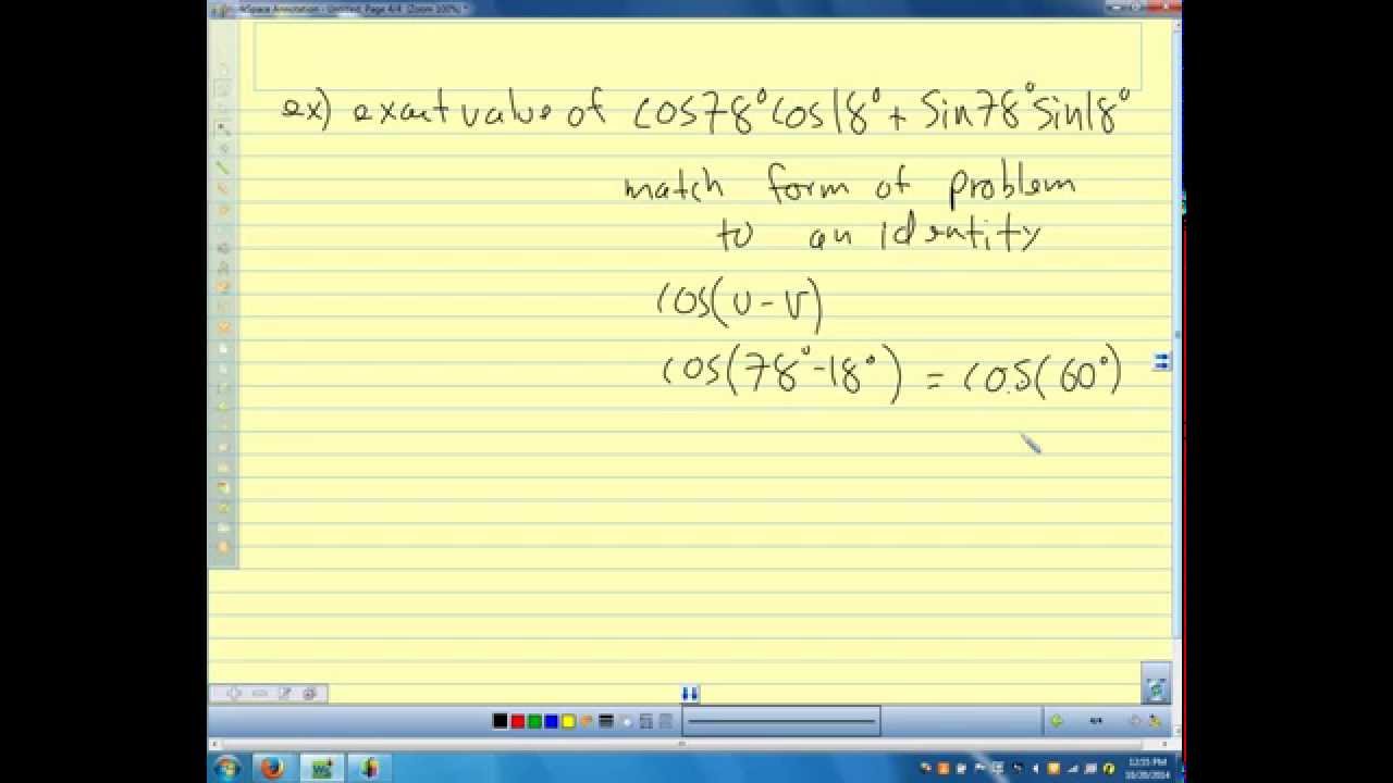 Advanced Pre Calc 2014 5.4 Sum and Difference Formulas - YouTube