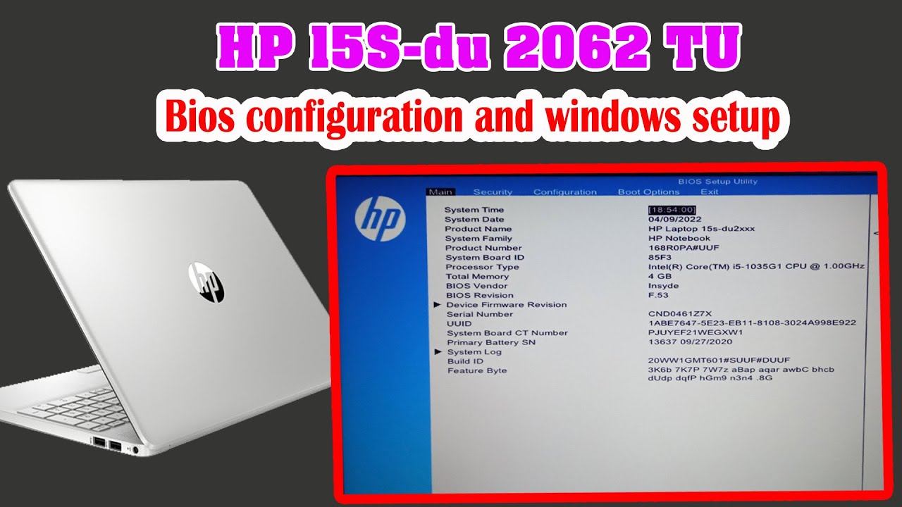 HP 15S-du2062TU Bios configuration । HP BIOS Configuration Utility । HP ...