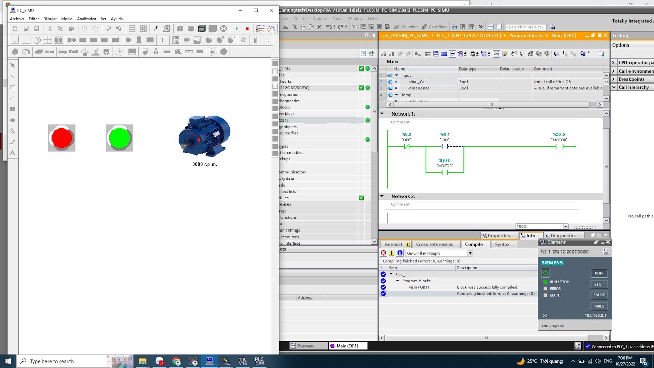 Tia portal V16 Sim connect to PC Simu | Simulation PLC 1200 - YouTube