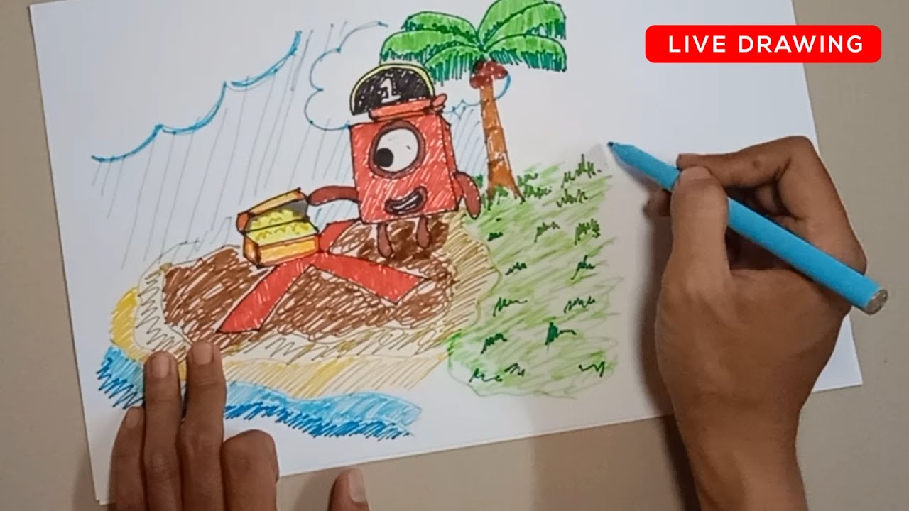 HOW TO DRAW NUMBERBLOCKS 1 BECOME RICH PIRATE [LIVE DRAWING] || Studio ...
