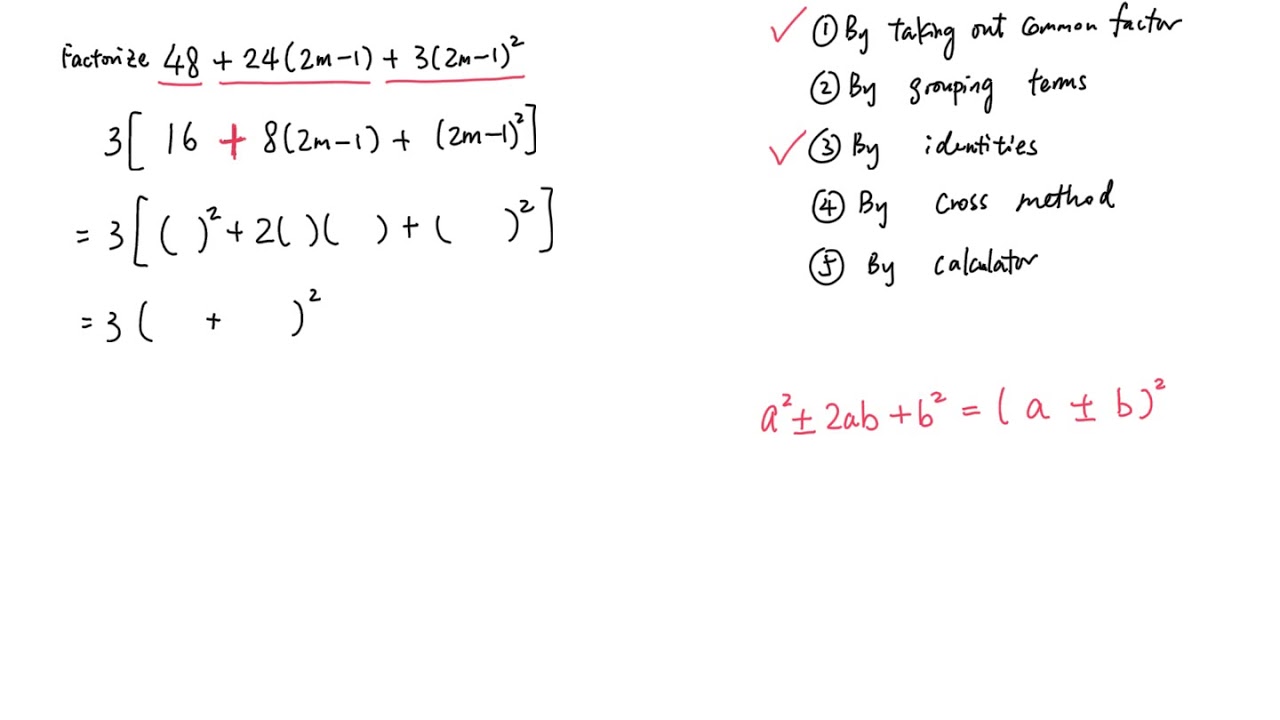 15 Factorization - Method 3 By using Identity of Perfect Square Extra Q ...