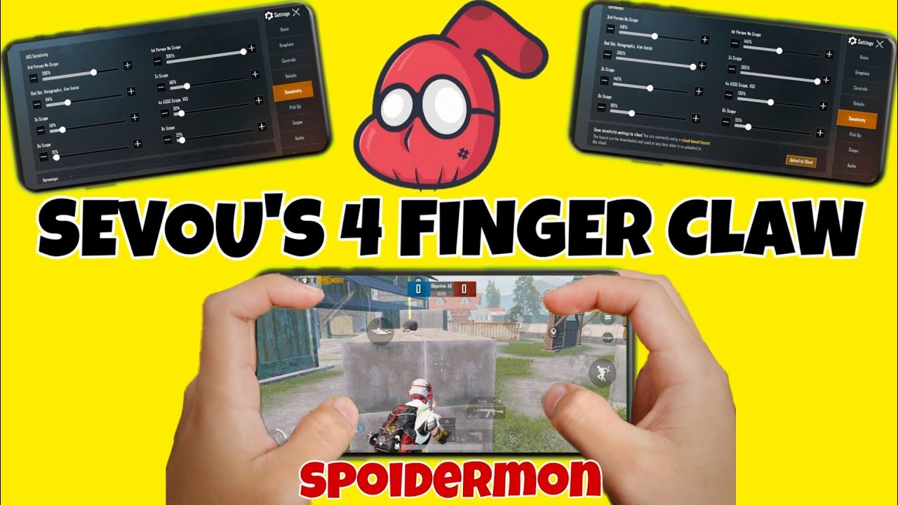 SEVOU'S 4 FINGER CLAW | BEST SETTINGS BY SEVOU | PUBG MOBILE - YouTube