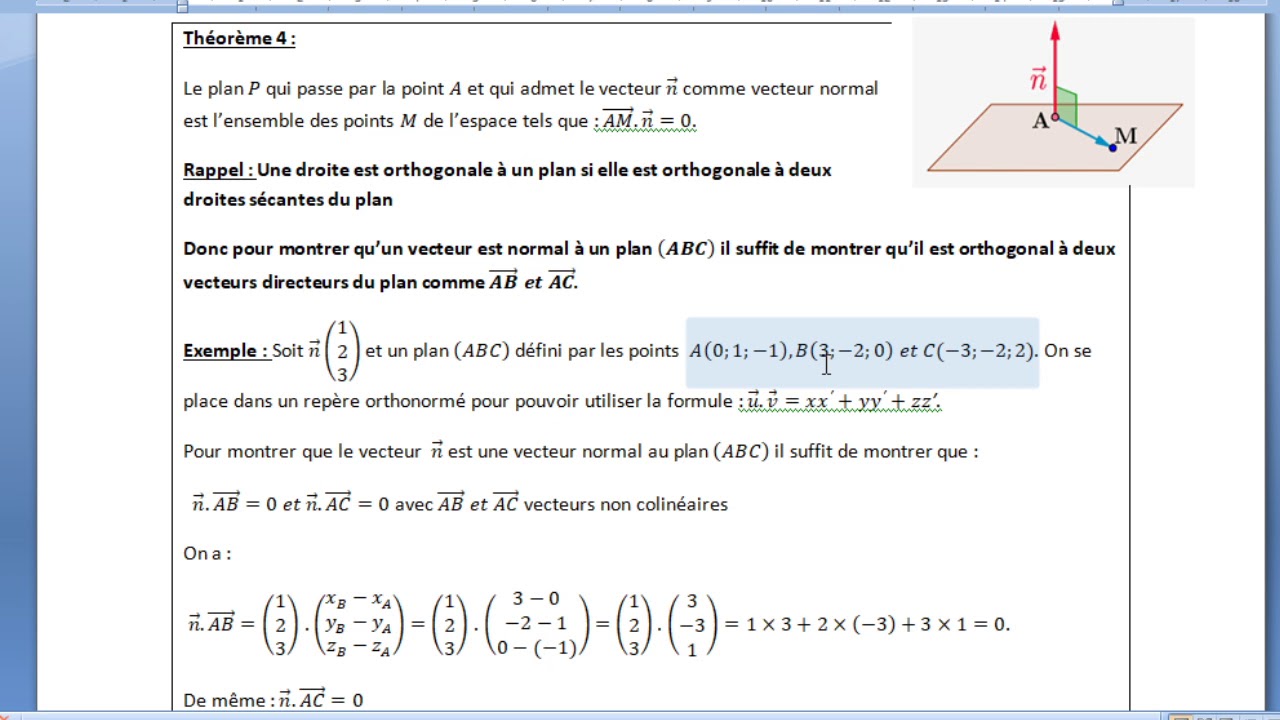 ts vecteur normal à un plan dans l'espace - YouTube