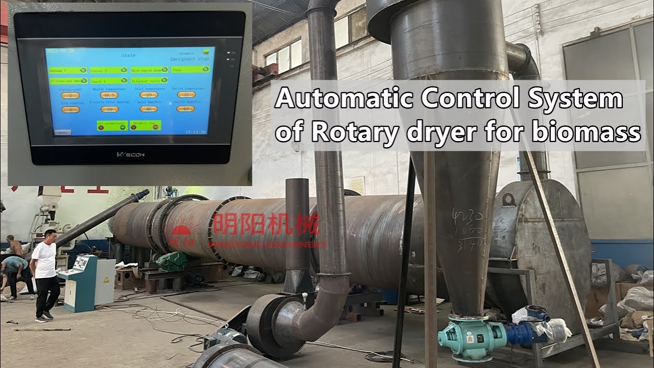 Automatic Control System Biomass Rotary Drum Drying Equipment - YouTube