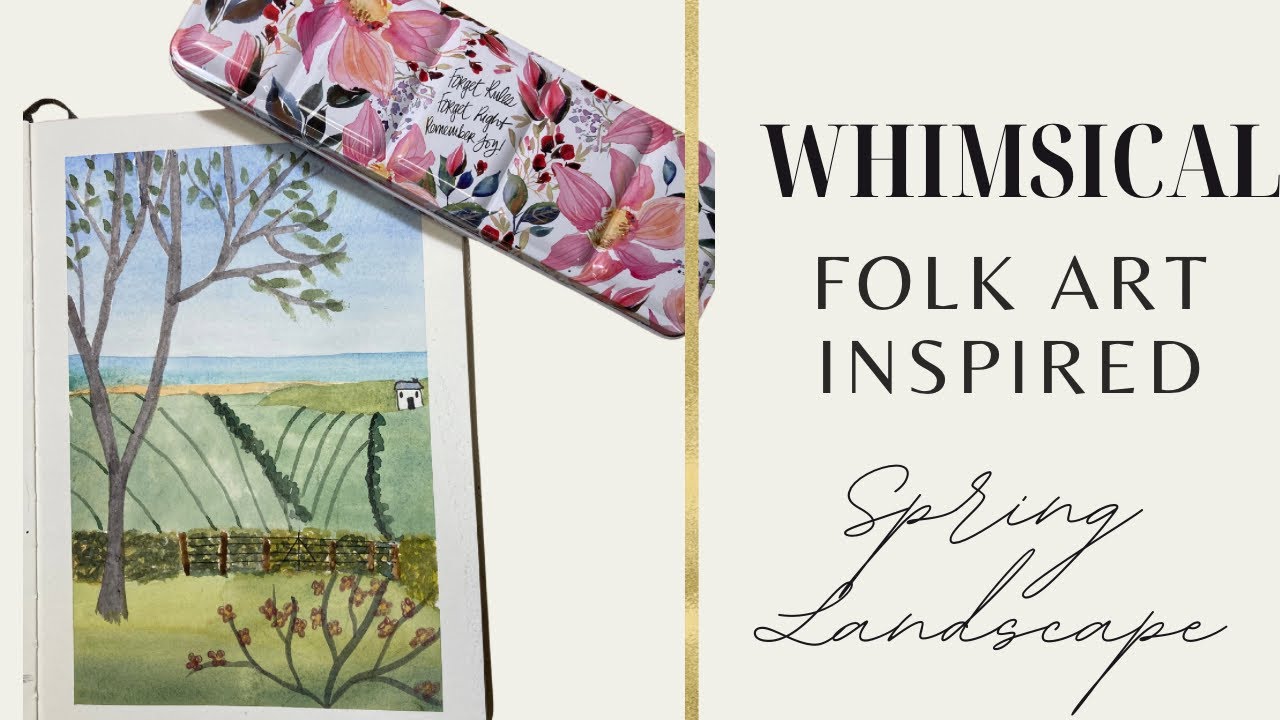Whimsical Folk Art Inspired (Spring Landscape) #watercolor # ...