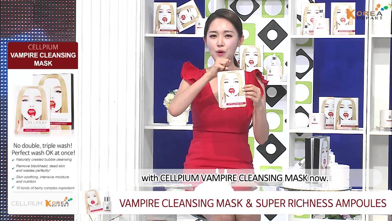 [Koreadepart] CELLPIUM VAMPIRE CLEANSING MASK，CELLPIUM SUPER RICHNESS AMPOULES - YouTube