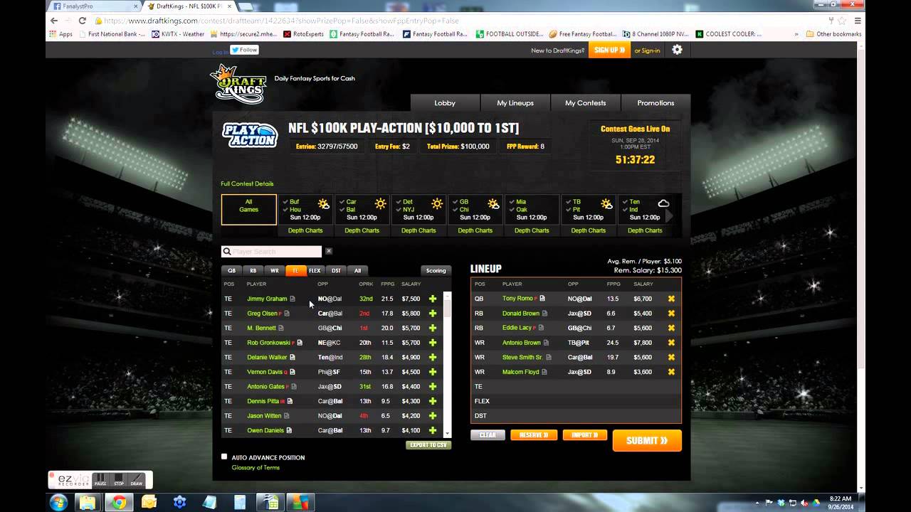 DraftKings How-to-Video Week 4 Win $10,000 - YouTube