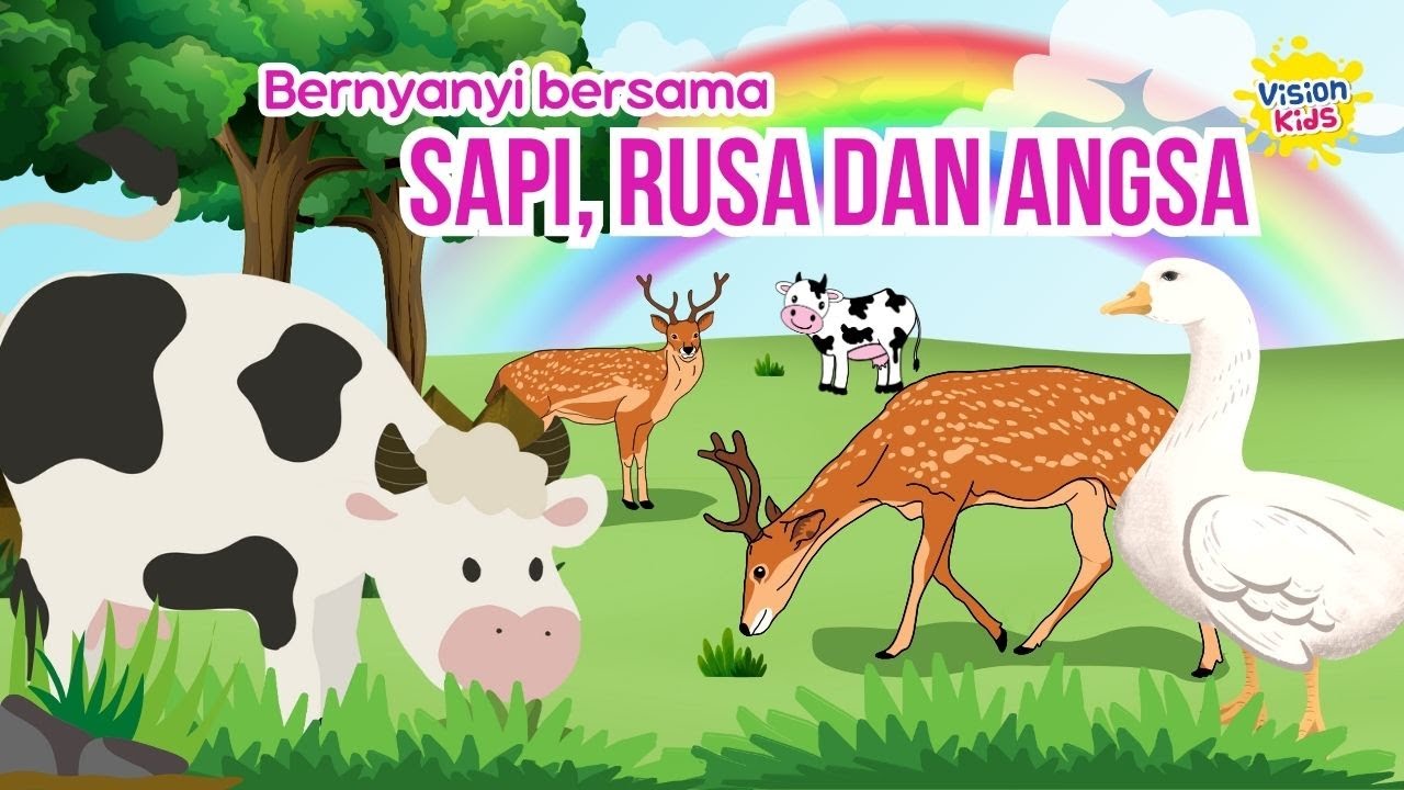 KASIH MAKAN SAPI, RUSA DAN ANGSA | RAINBOW | Karaoke Lagu Anak Popular ...