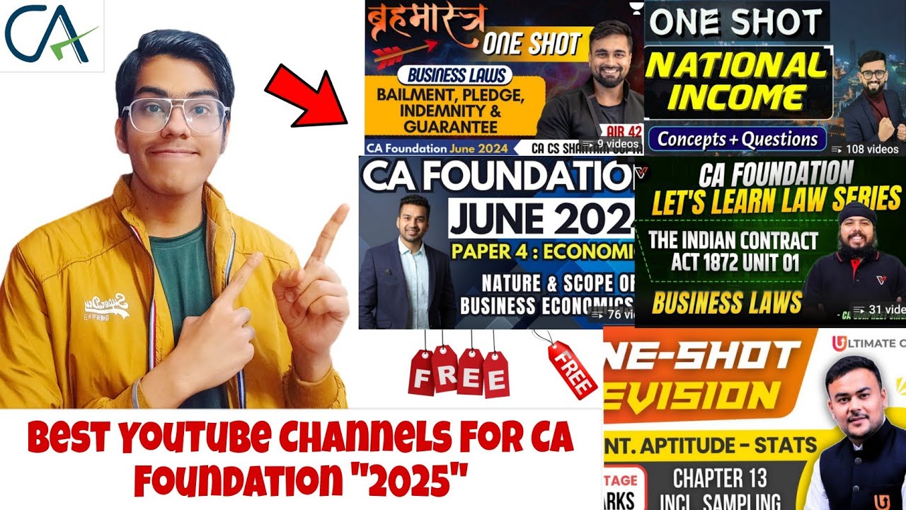 Best Free YouTube Channels For CA Foundation 2025 || CA Foundation May ...