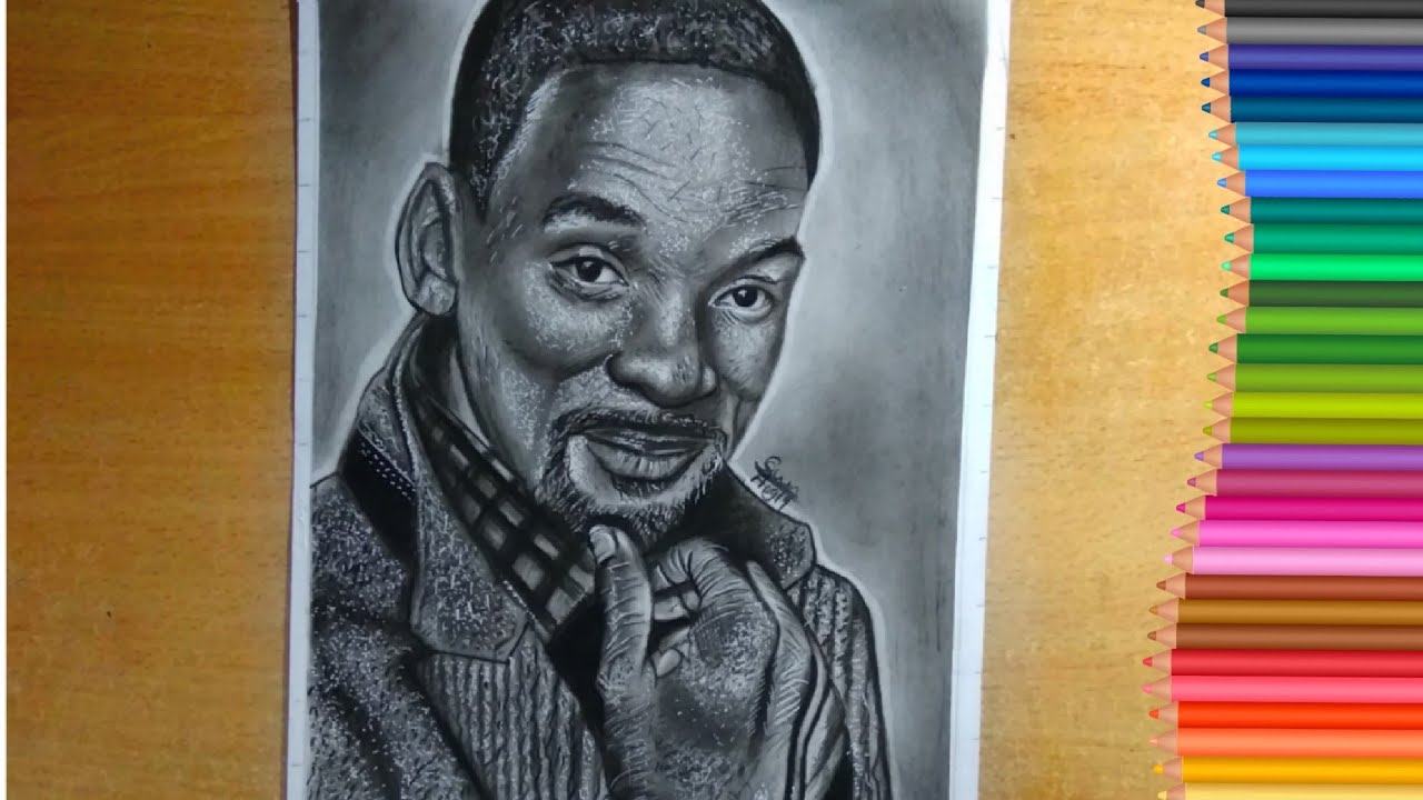 10 hours😀 drawing || will smith || charcoal realistic work😀 - YouTube