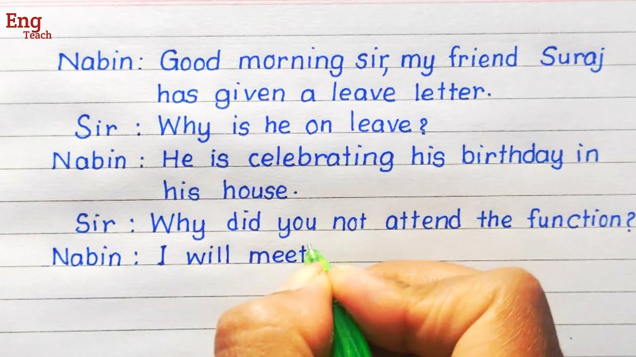 Conversations with teacher | Dialogue writing |Conversation about Leave ...