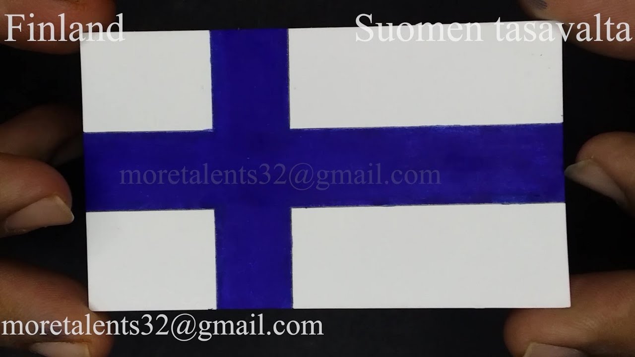 Draw Finland Flag while Anthem National Suomen lippu Kansallislaulu ...