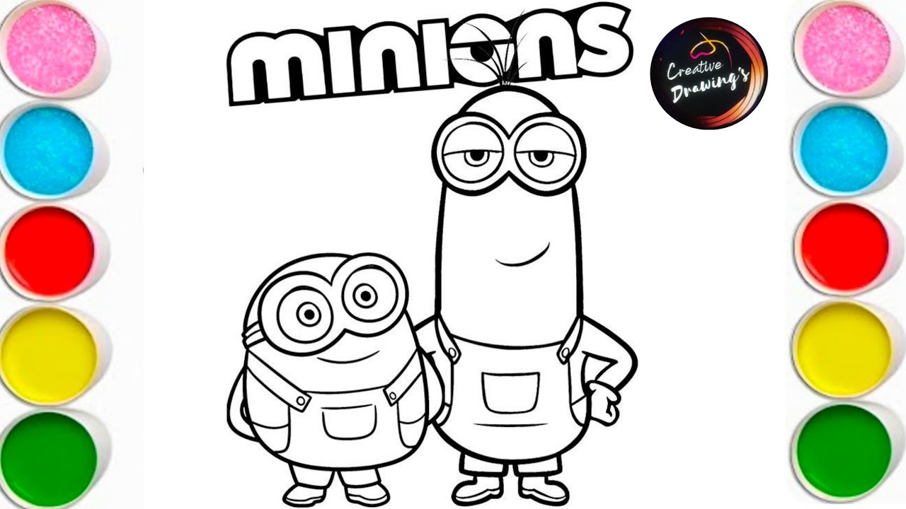 Minions Friend Drawing & Colouring For Kids & Toddlers ll how to draw ...
