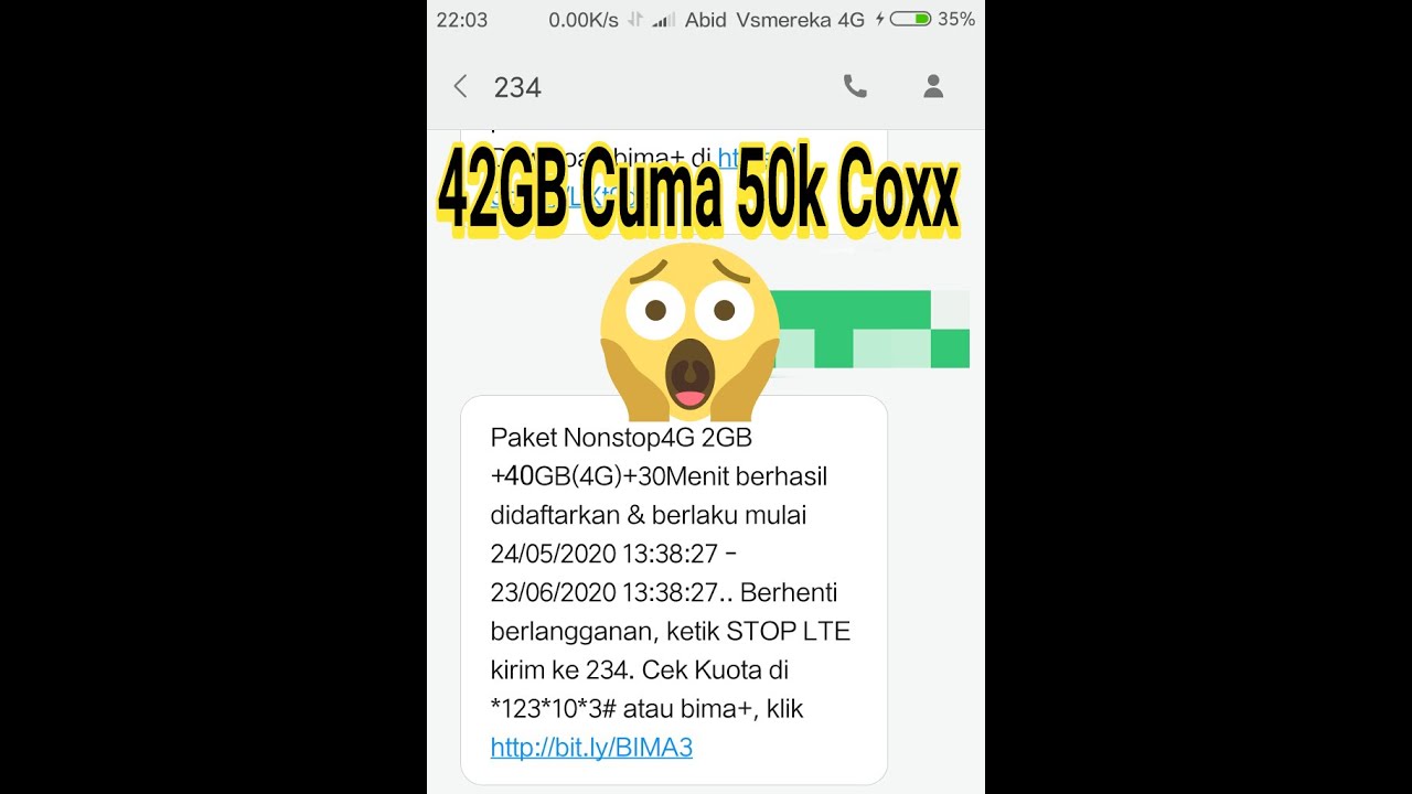 Dial Kartu Tree Termurah ( 42Gb 50RB ) - YouTube
